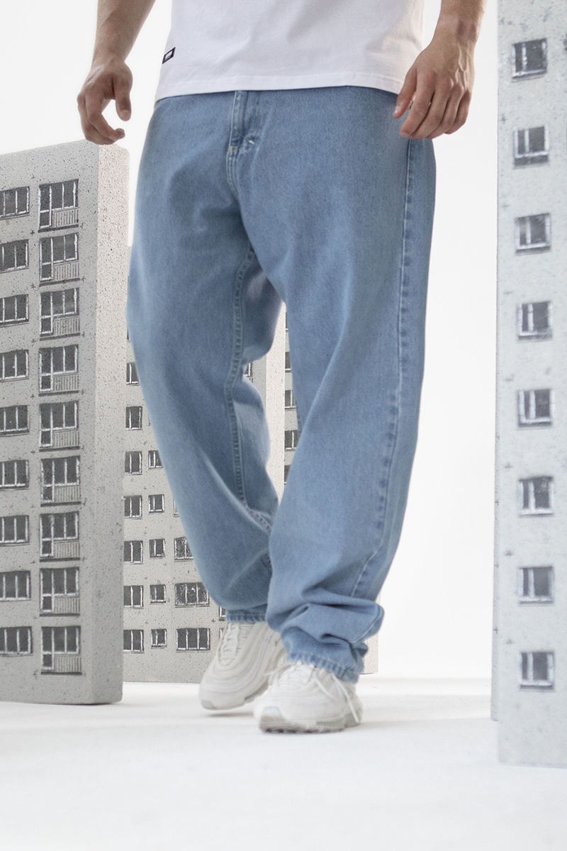 Mass DNM spodnie Jeans Plan Baggy Fit - niebieskie | Mass Denim